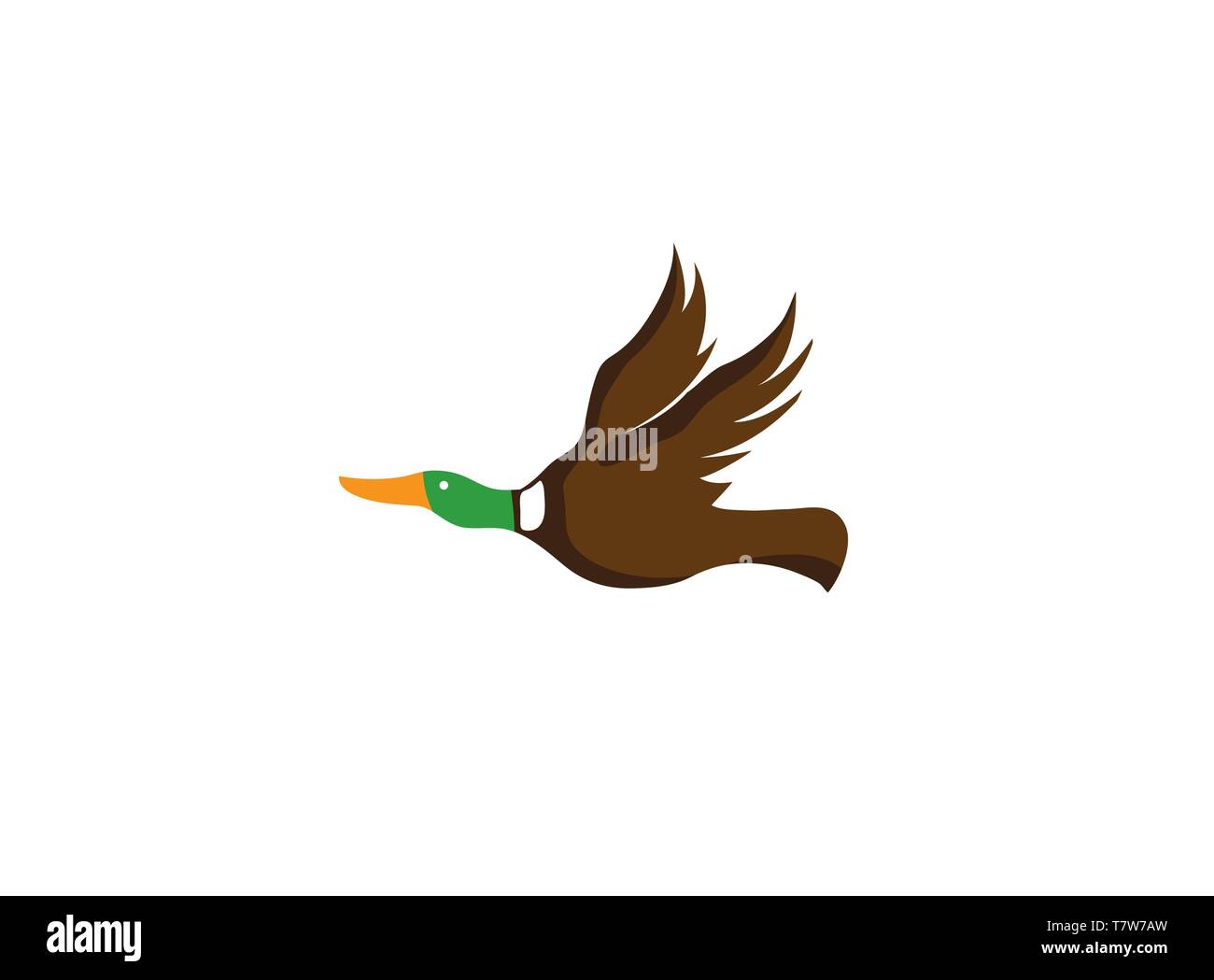 Goose flying with a green head and yellow beak logo vector design ...