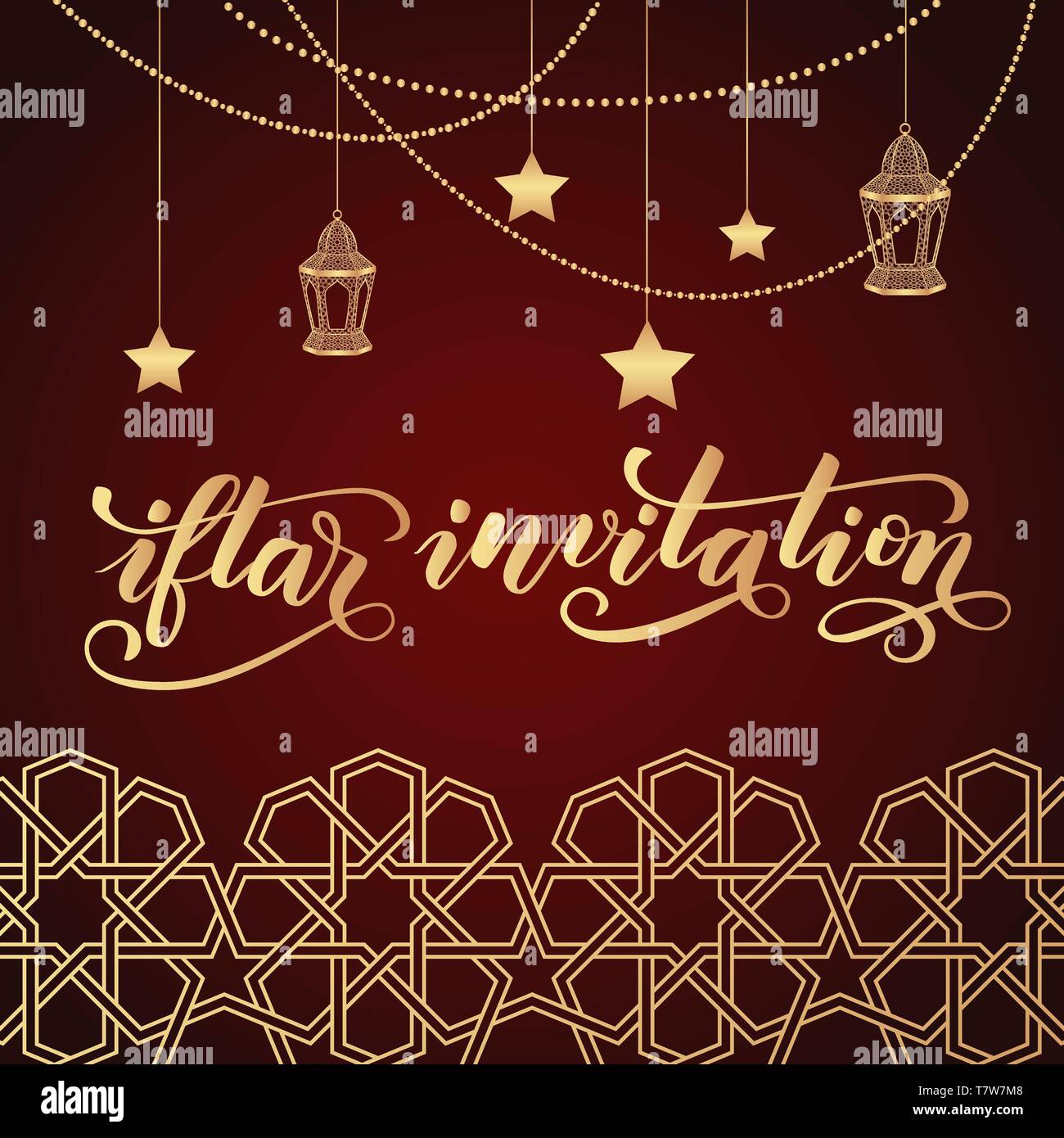 Iftar invitation brush calligraphy Stock Vector Image & Art - Alamy