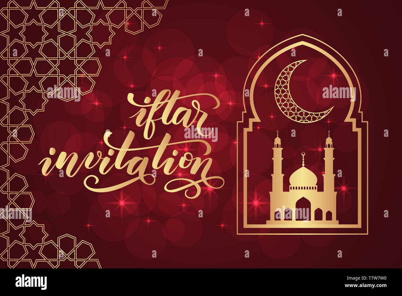 Iftar invitation brush calligraphy Stock Vector Image & Art - Alamy