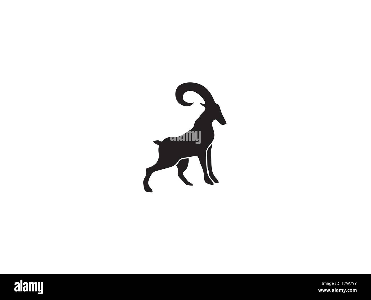 mountain goat symbol stands on rocks for logo design illustration Stock ...