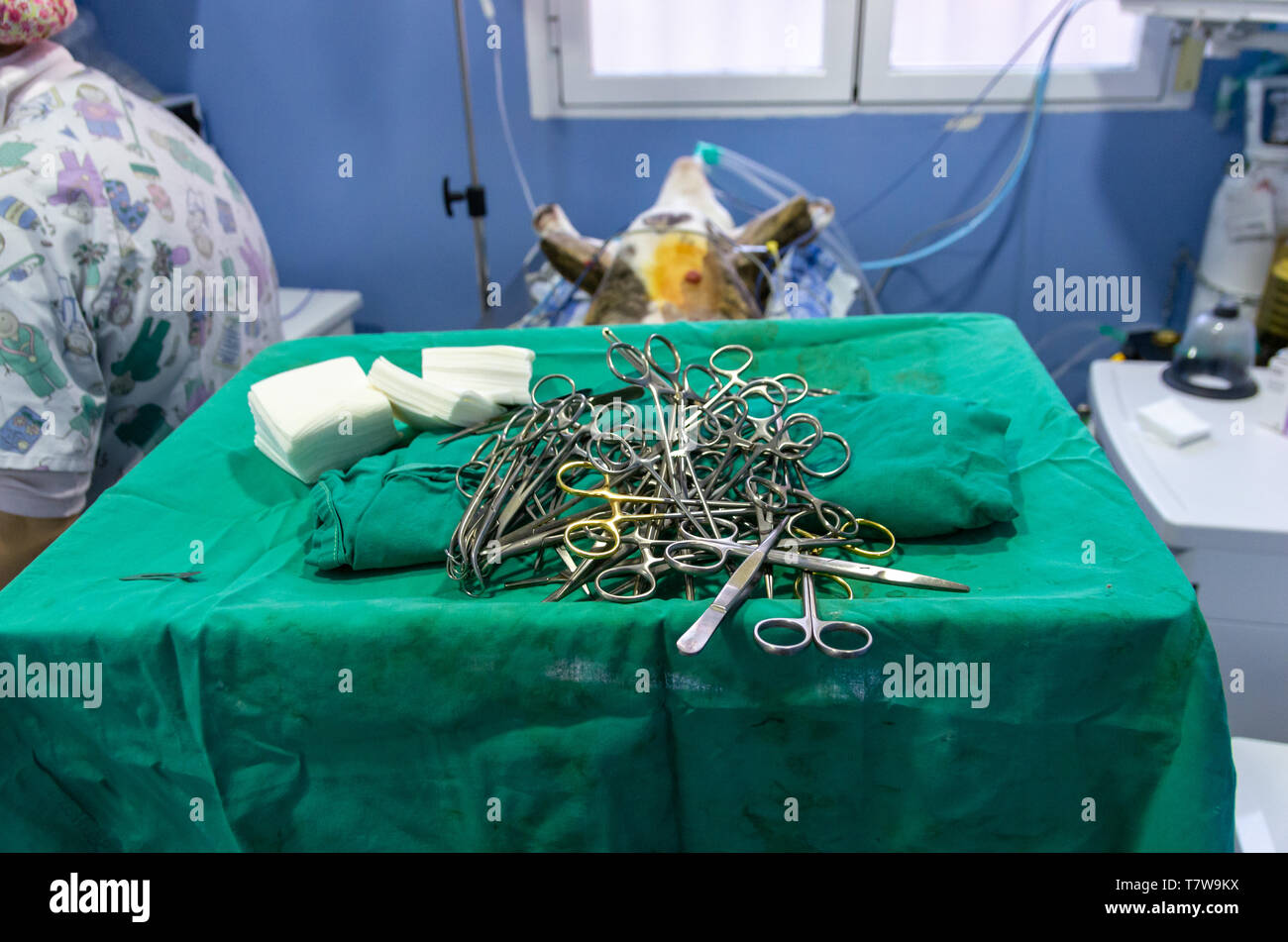 Sterile surgical material recently opened in an operation theater Stock ...