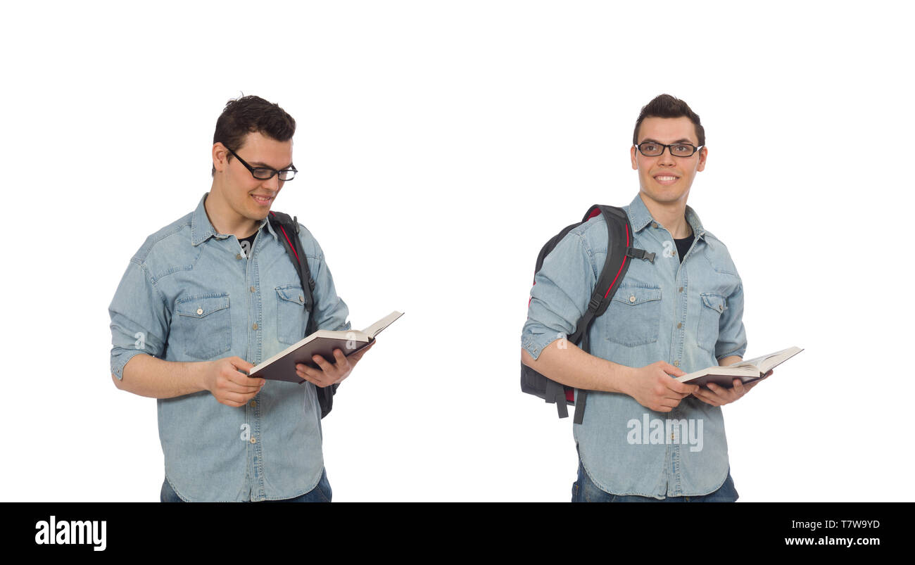 Young student isolated on white Stock Photo - Alamy