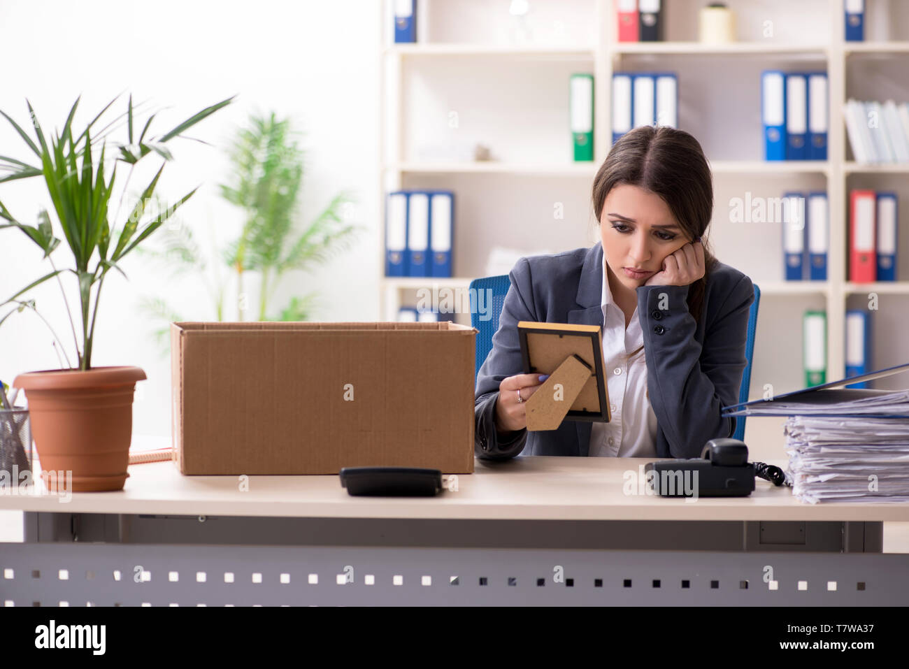 Dismissal and firing concept with woman employee Stock Photo - Alamy