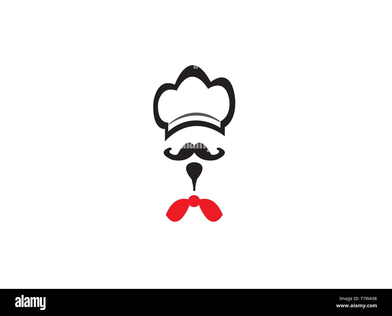 Chef cooker hat with mustache and red tie for logo design Stock Vector ...