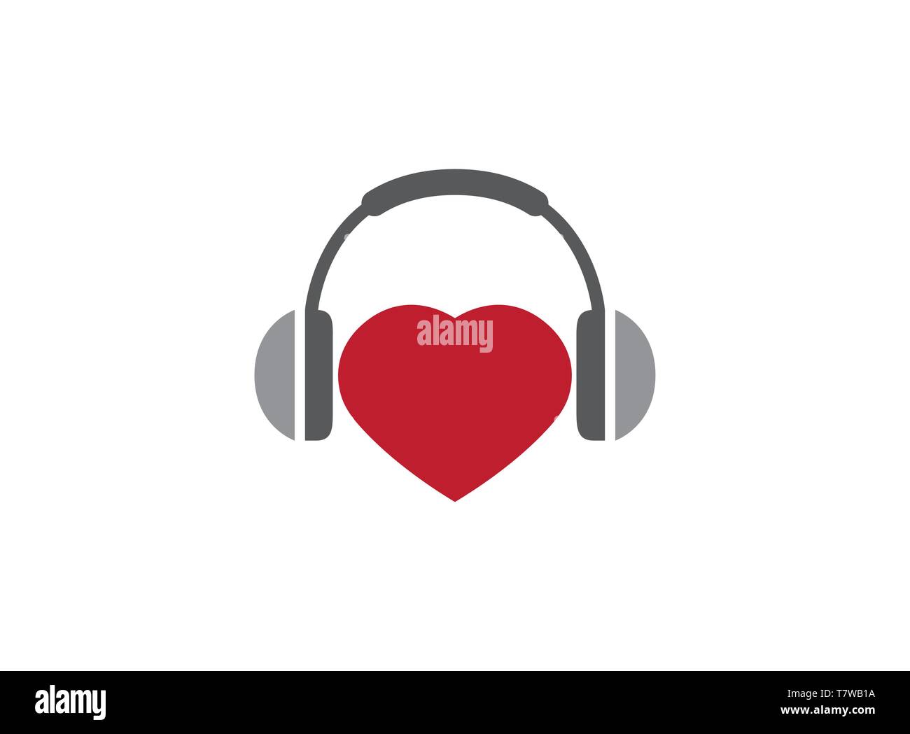Headphones with heart for logo design illustration, headset love icon ...