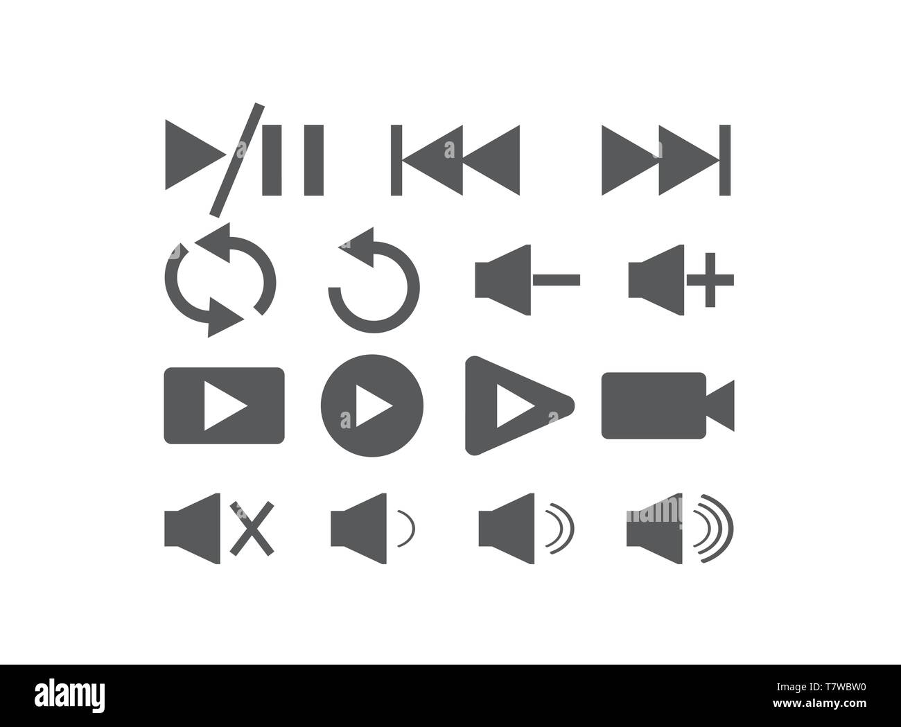 Set of video icons for logo design illustrator, play and pause and ...