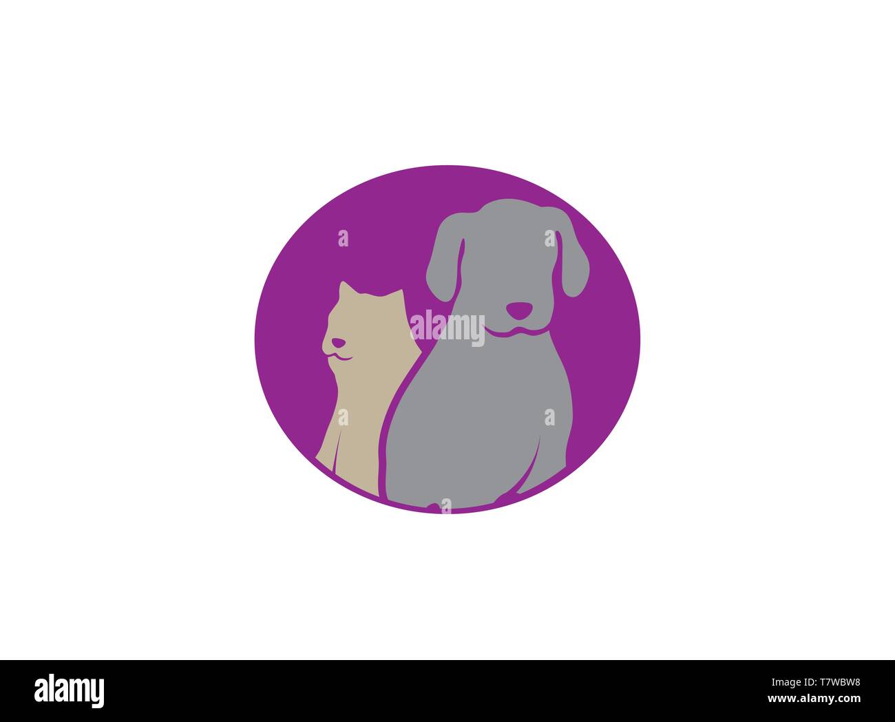 Dog beside cat a friendly pet family logo design illustrator Stock ...