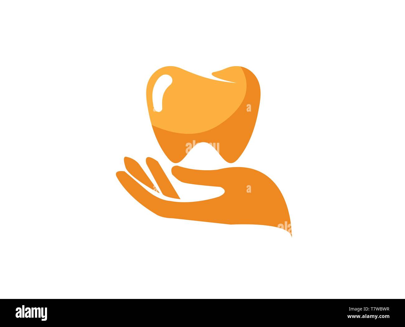 Hand that care for tooth and healthy mouth holding a tooth for logo ...