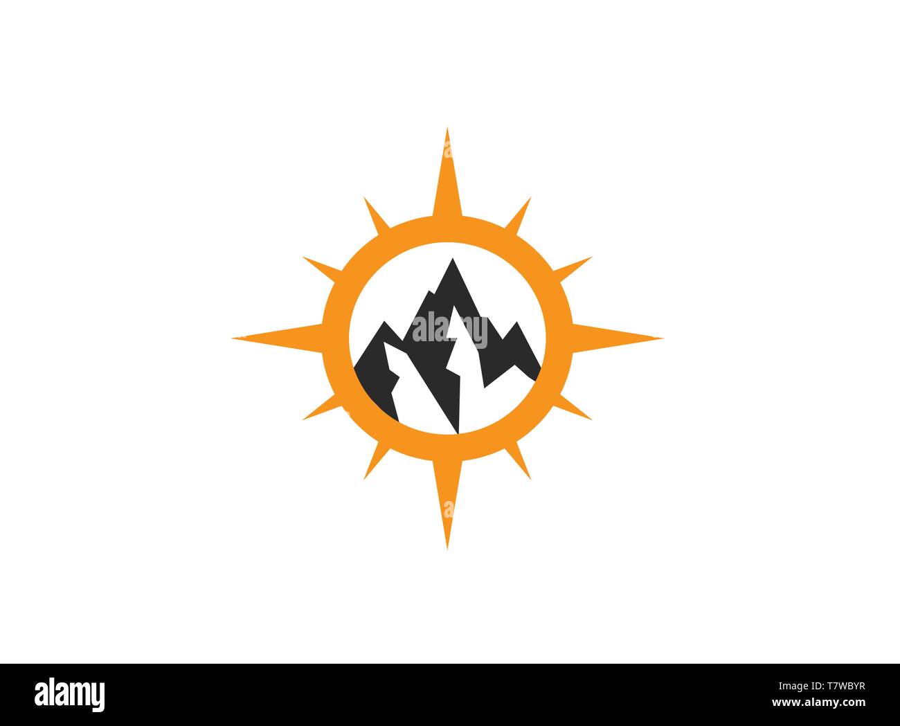 Compass with mountain for logo design illustrator, exploration icon ...