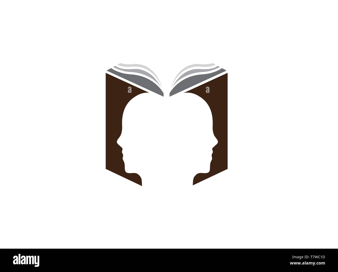 Silhouette head book open Stock Vector Images - Alamy