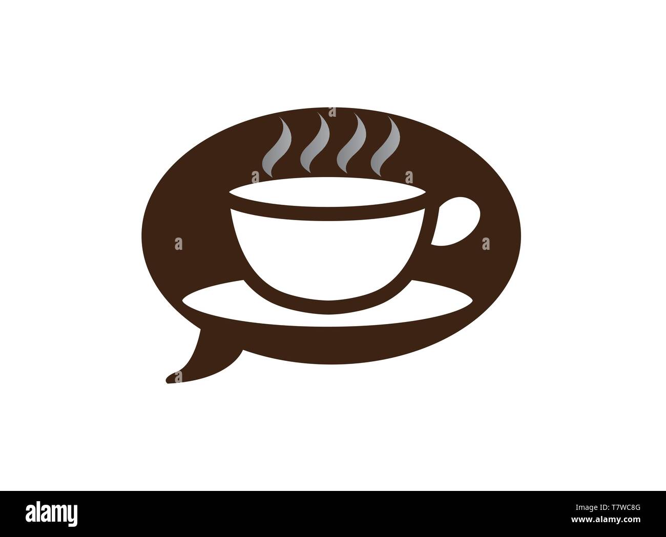 Big hot cup of cafe in a chat icon, warm caffee logo design vector ...