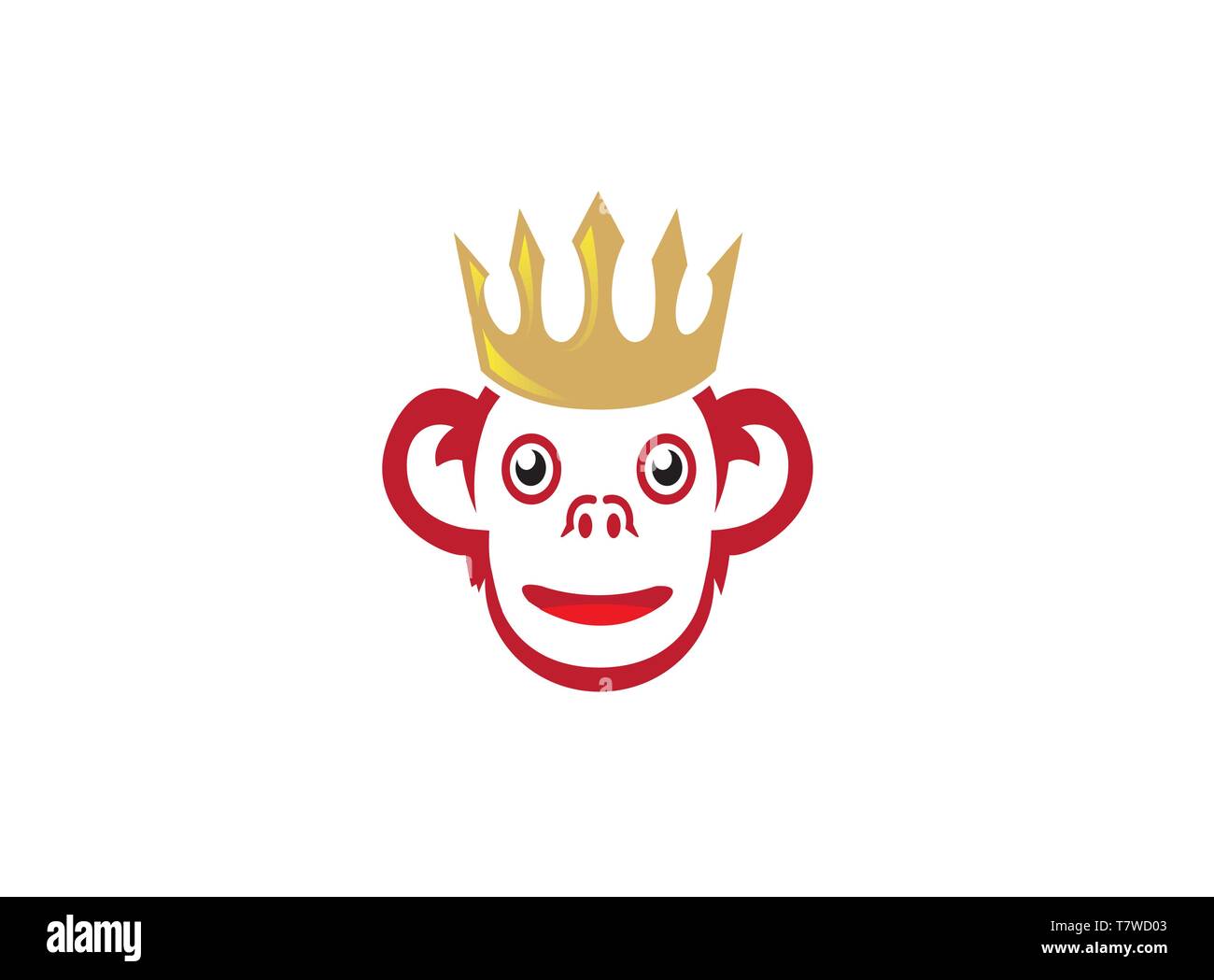 Smiling monkey with golden crown on the head for logo design Stock ...