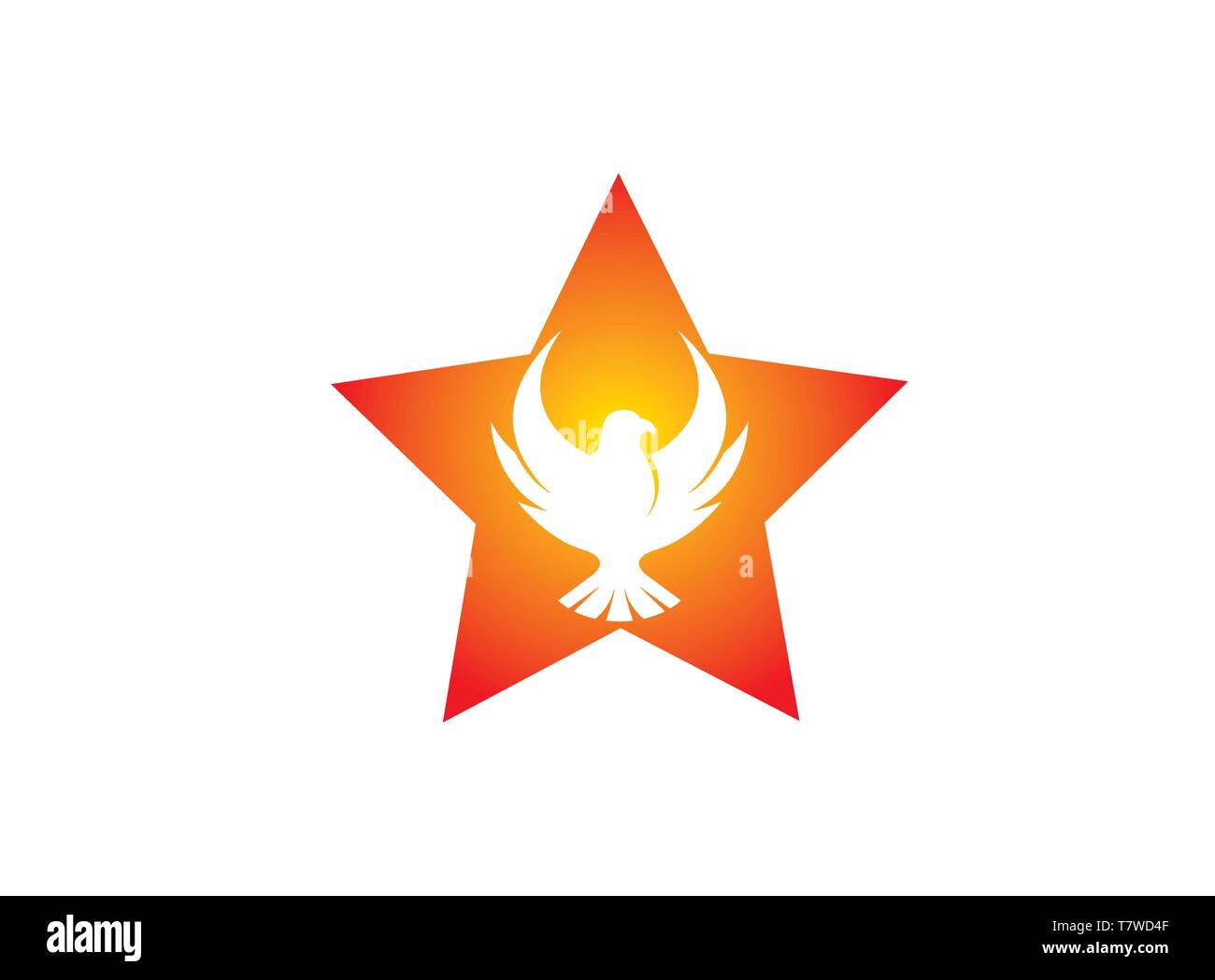 Phoenix flying bird inside the star and eagle open wings Logo Stock ...