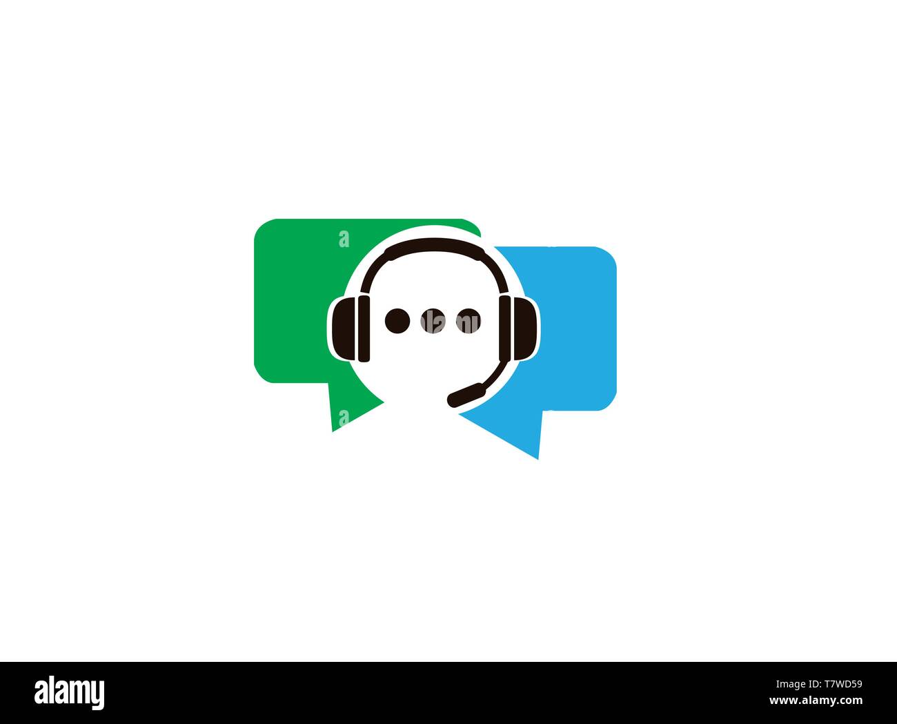 Headphone or headset inside chat communication symbol and customer ...