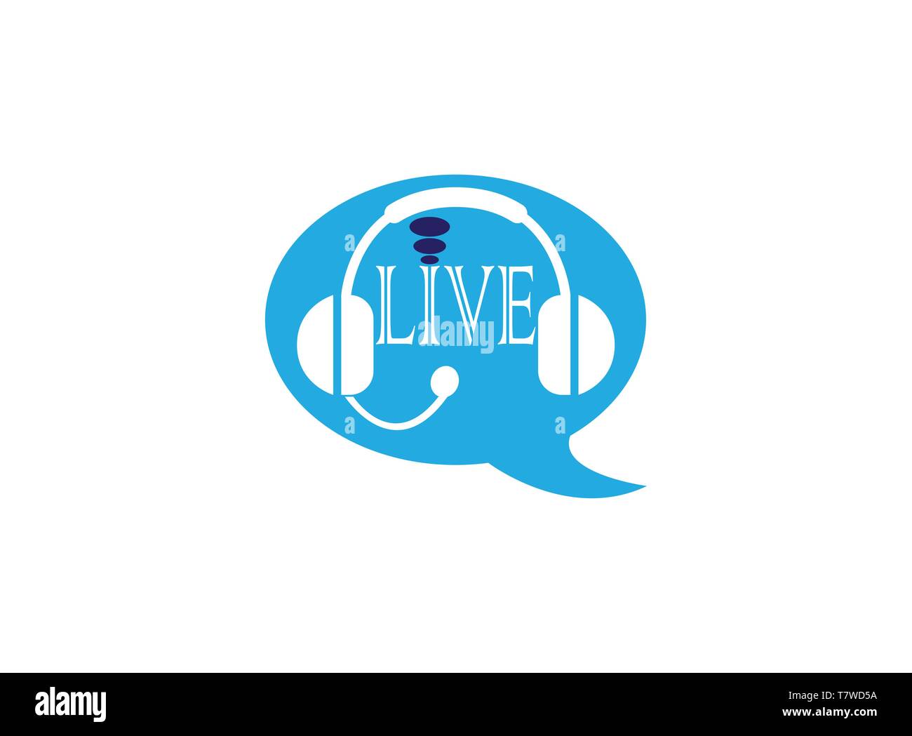 Headphone or headset inside chat communication symbol and customer live ...