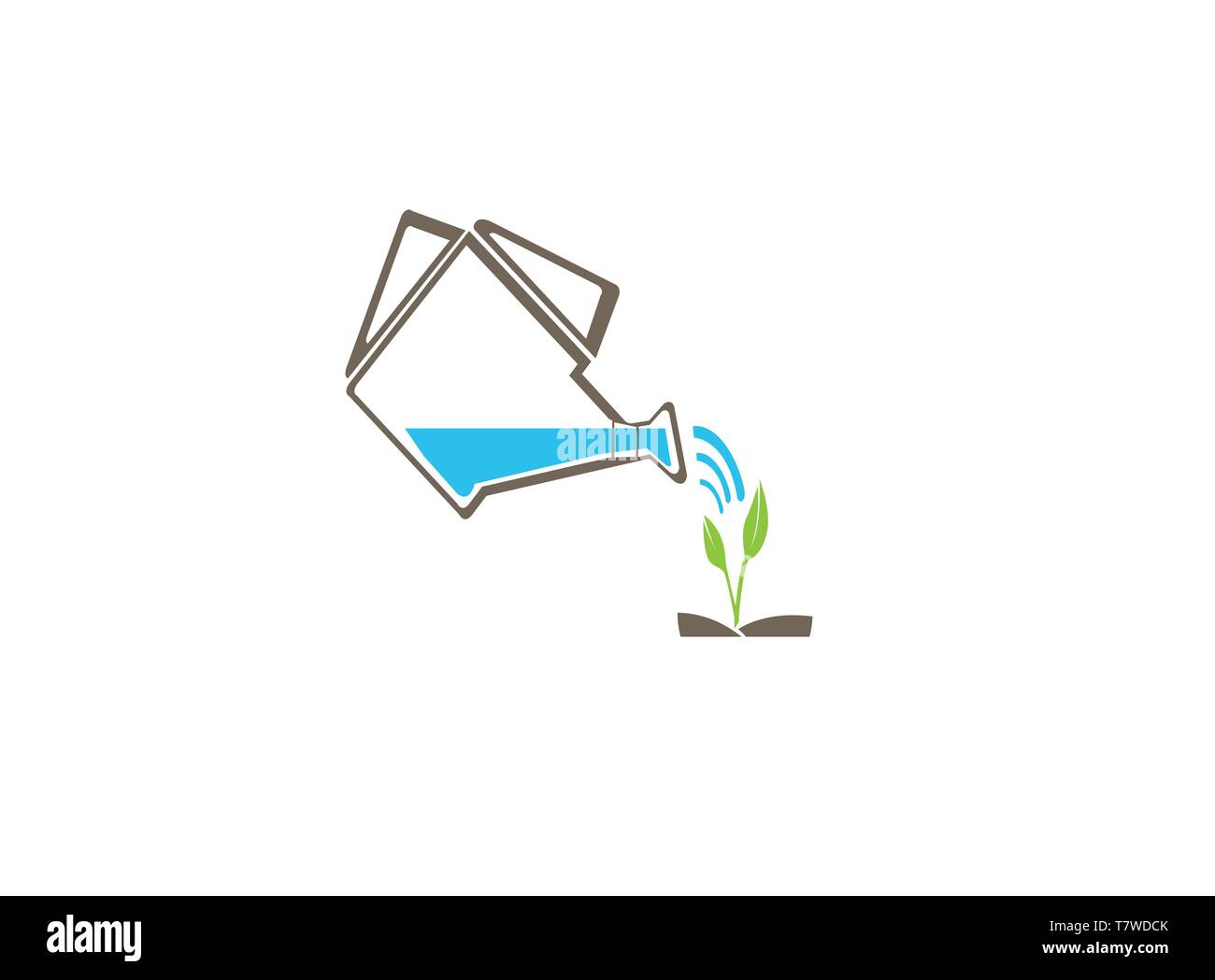 watering can with water drops icon and the plants for logo design Stock ...
