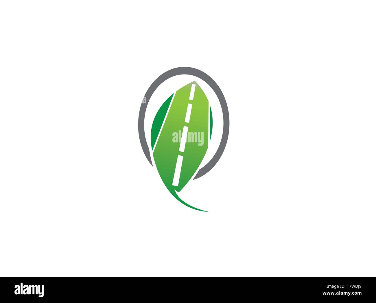 Road in a green leaf at a circle way for logo design Stock Vector Image ...