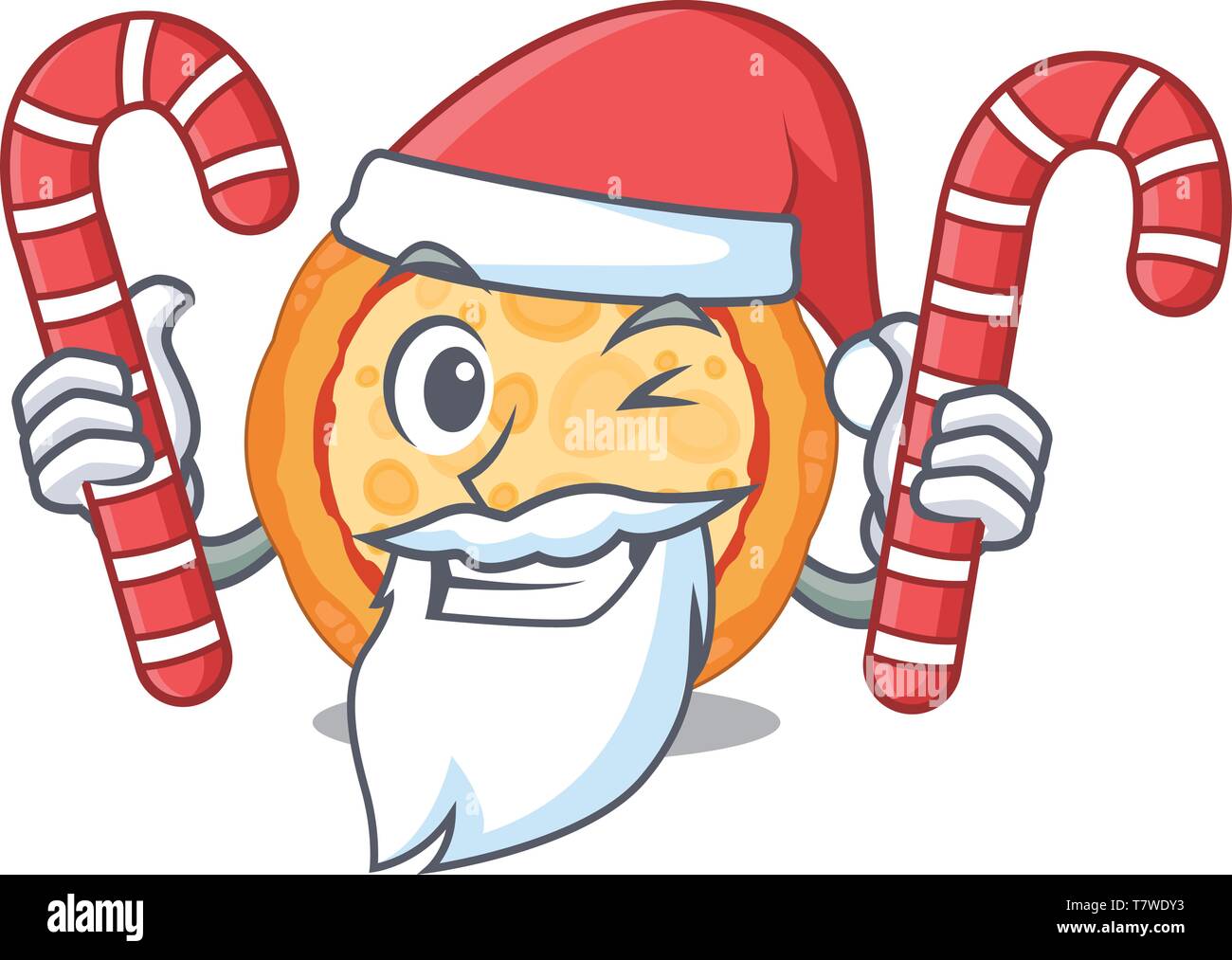 Santa with candy cheese pizza on a character plate Stock Vector Image ...