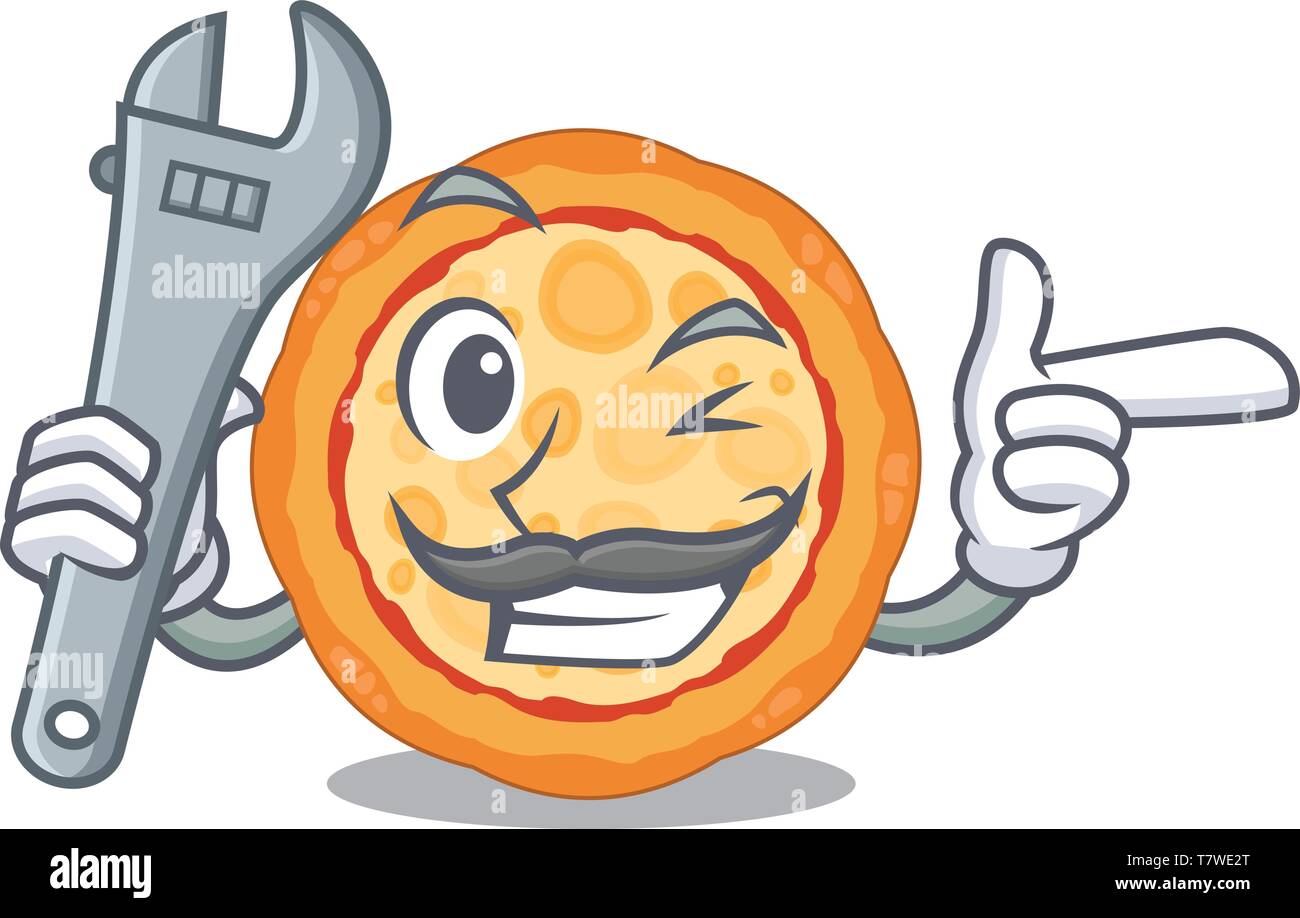 Mechanic cheese pizza on a character plate Stock Vector Image & Art - Alamy