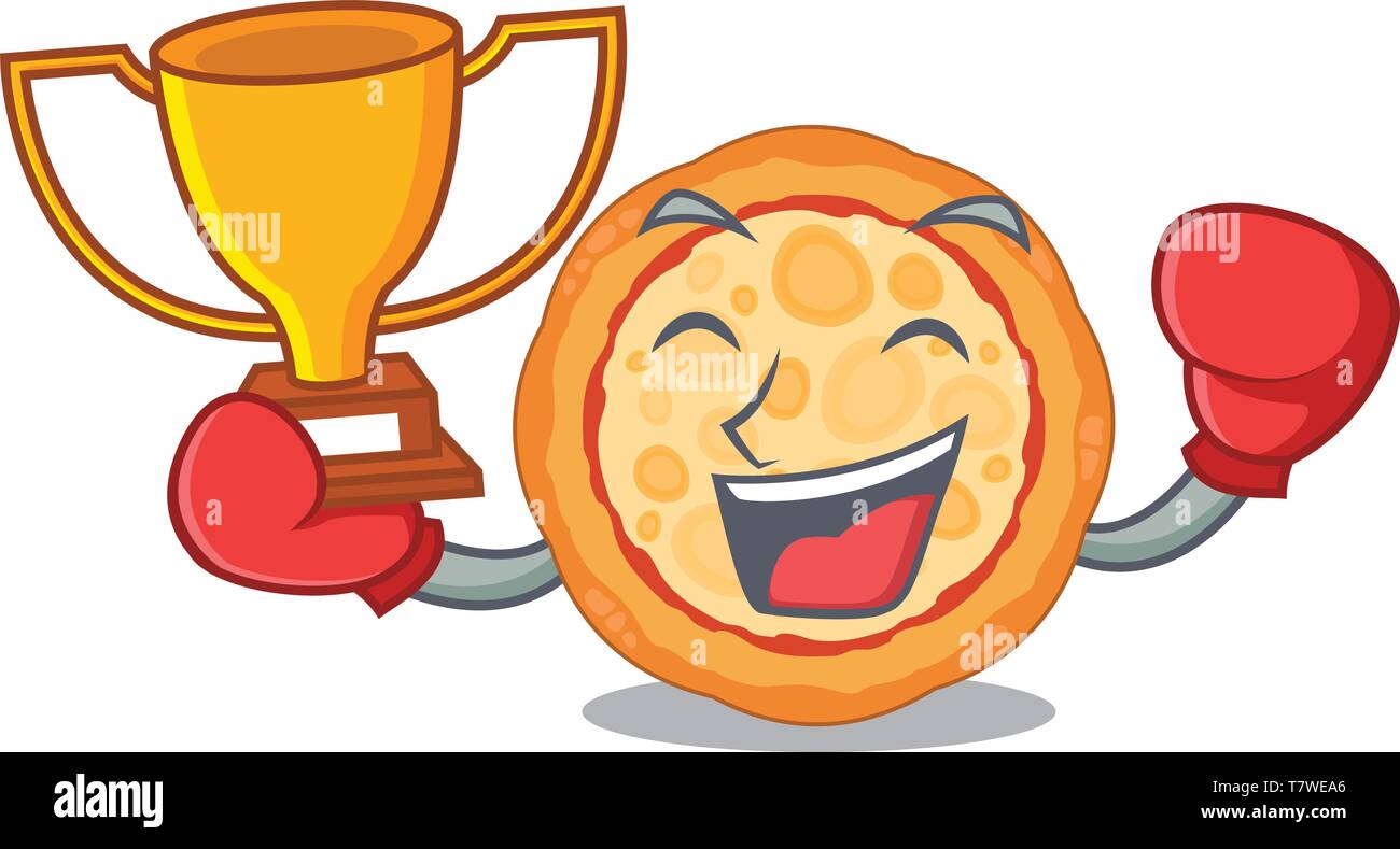 Boxing winner cheese pizza on a character plate Stock Vector Image ...