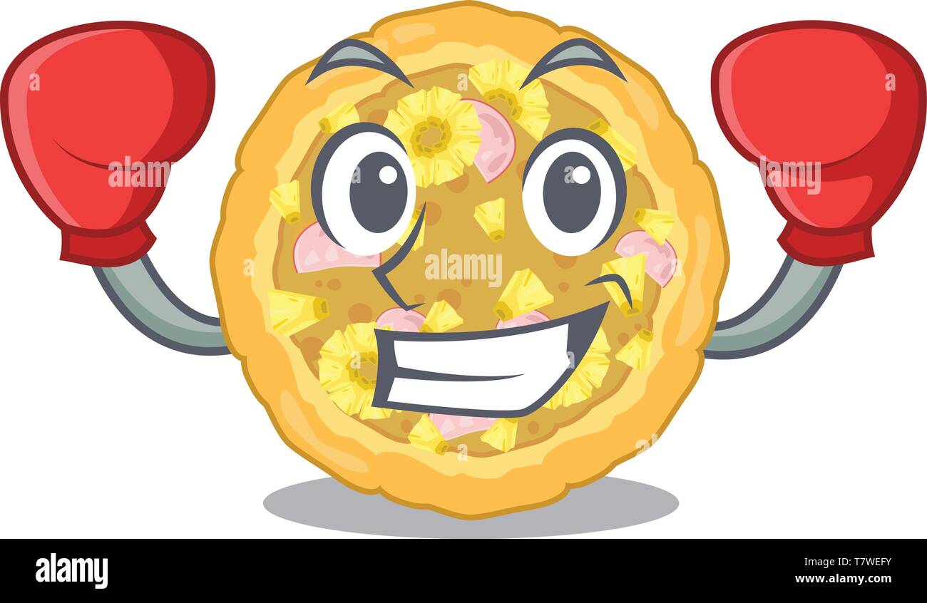 Boxing hawaiian pizza isolated in the character Stock Vector Image ...