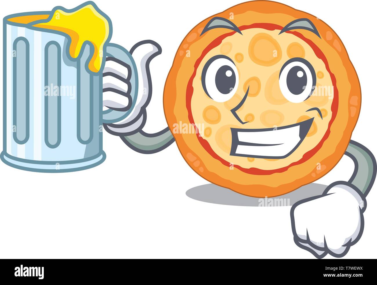 With juice cheese pizza in the cartoon shape Stock Vector Image & Art ...
