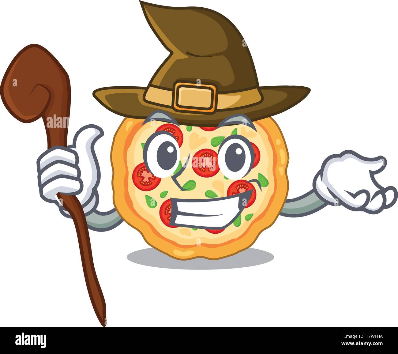 Witch margherita pizza isolated with the cartoons Stock Vector Image ...
