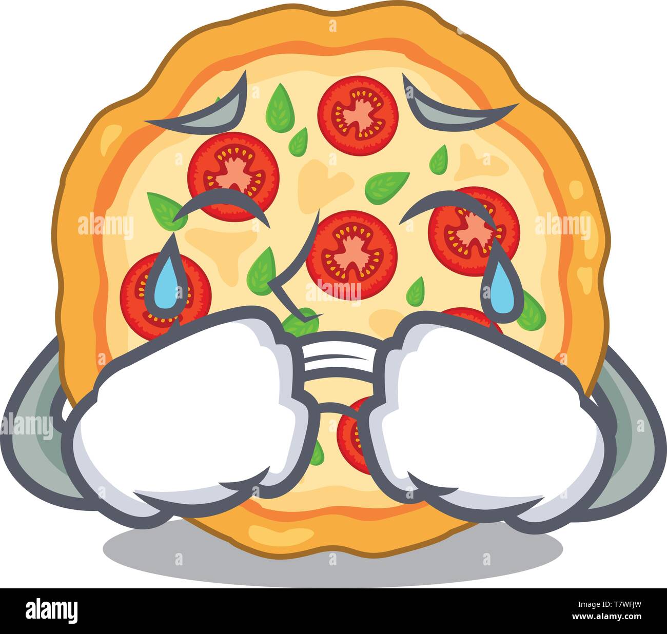 Crying margherita pizza isolated with the cartoons Stock Vector Image ...