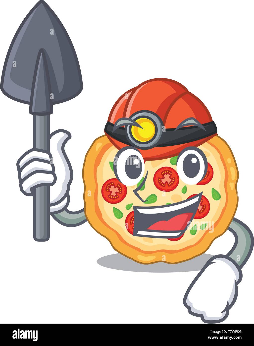Miner margherita pizza isolated with the cartoons Stock Vector Image ...