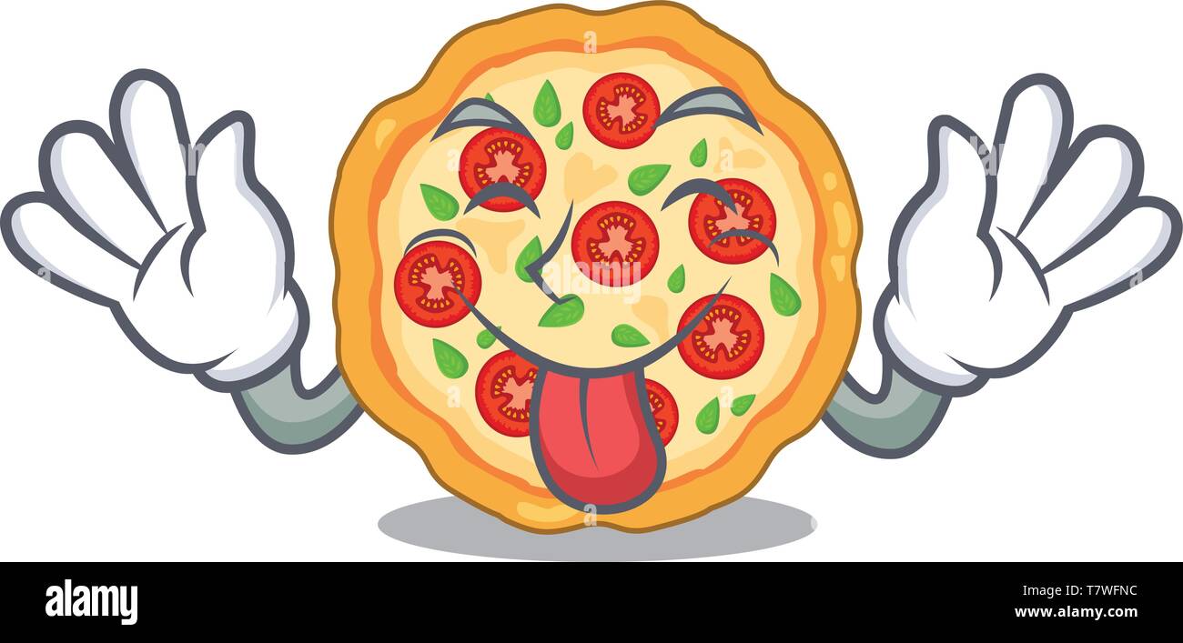 Tongue out margherita pizza in the mascot shape Stock Vector Image ...