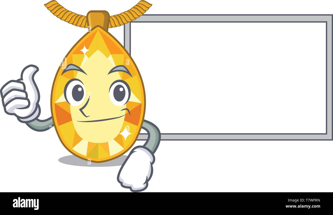Thumbs up with board topaz jewelry in the cartoon box Stock Vector ...