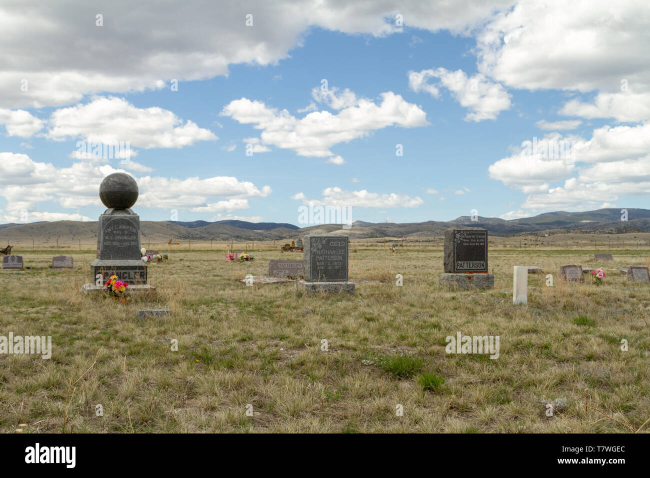 Cemetery near the Old West town of Radersburg, Montana, American West ...