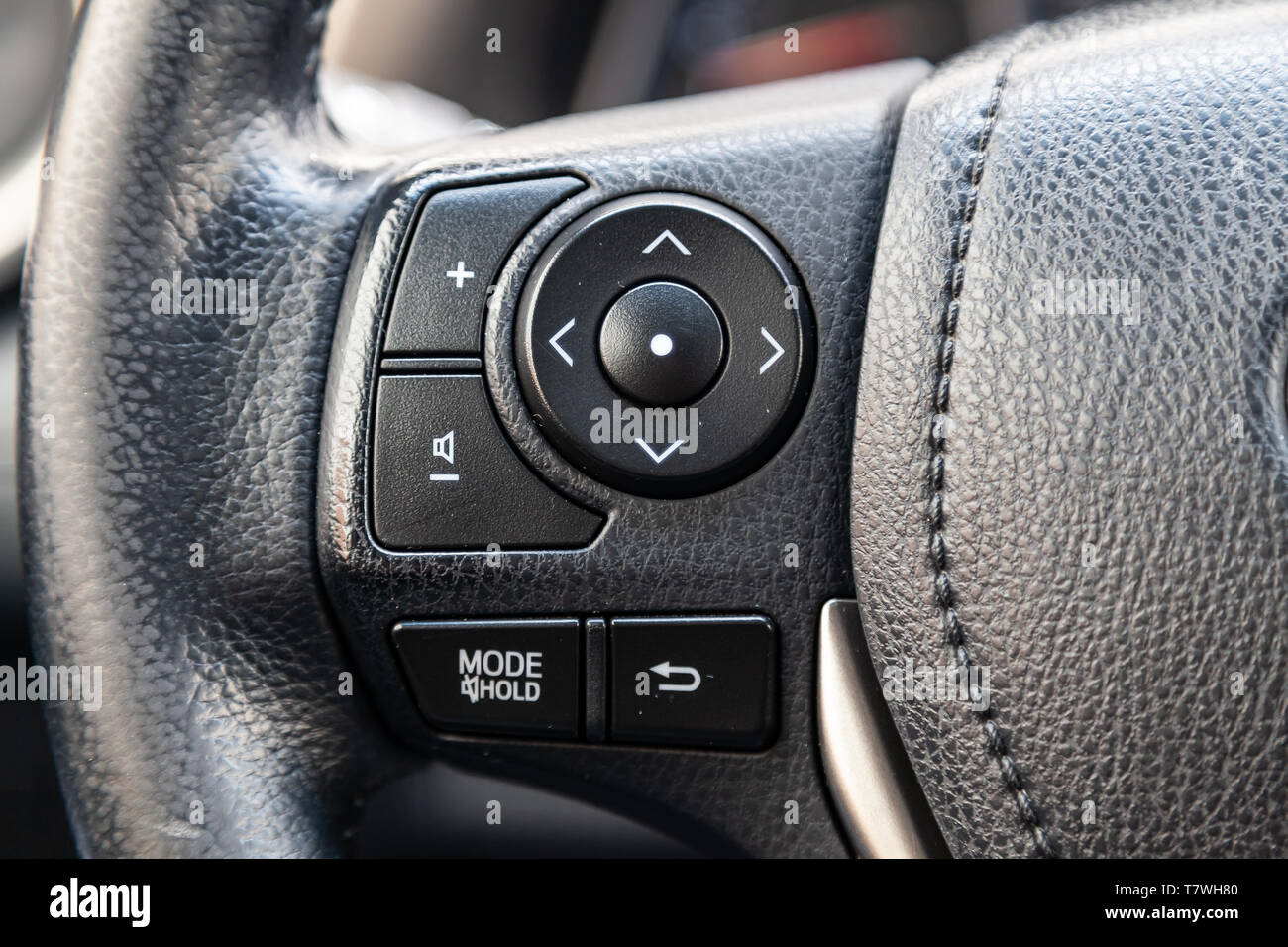 The interior elements of a new expensive business car inside with ...