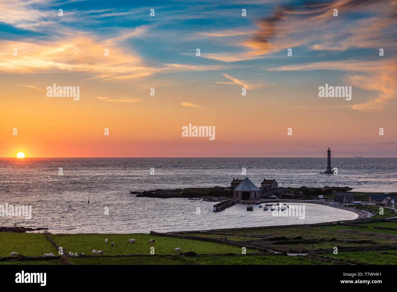 Sunset over the port of Goury, Auderville, Manche (50 Stock Photo - Alamy