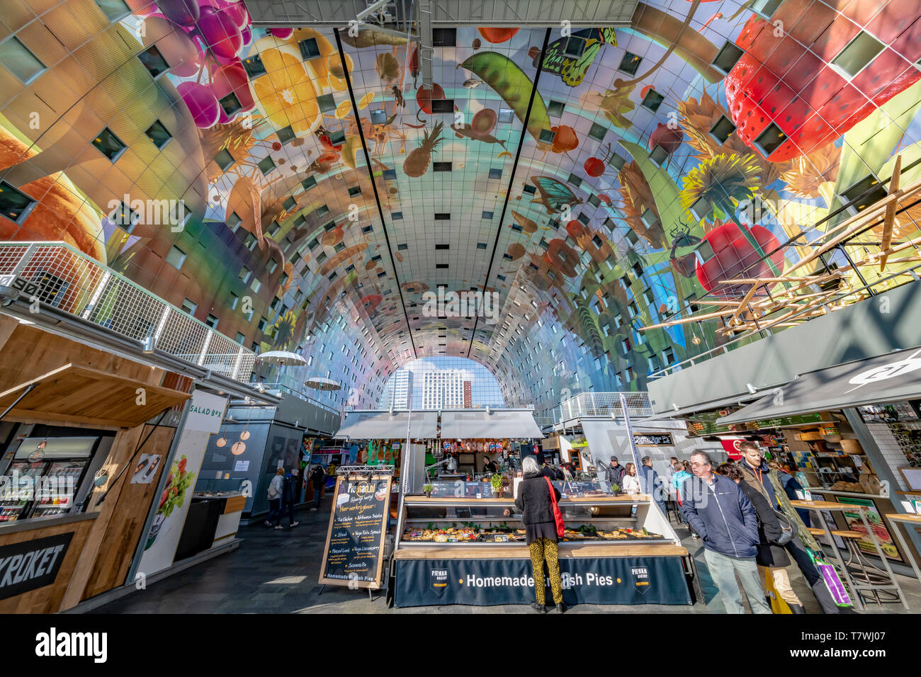 MARKTHAL, 13 April 2019 - Inner view of the Rotterdam market hall with ...