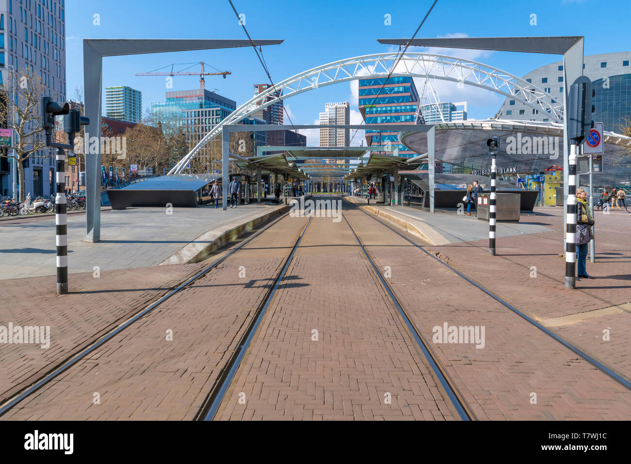 ROTTERDAM, 13 April 2019 - Tram station platform of Rotterdam Blaak ...