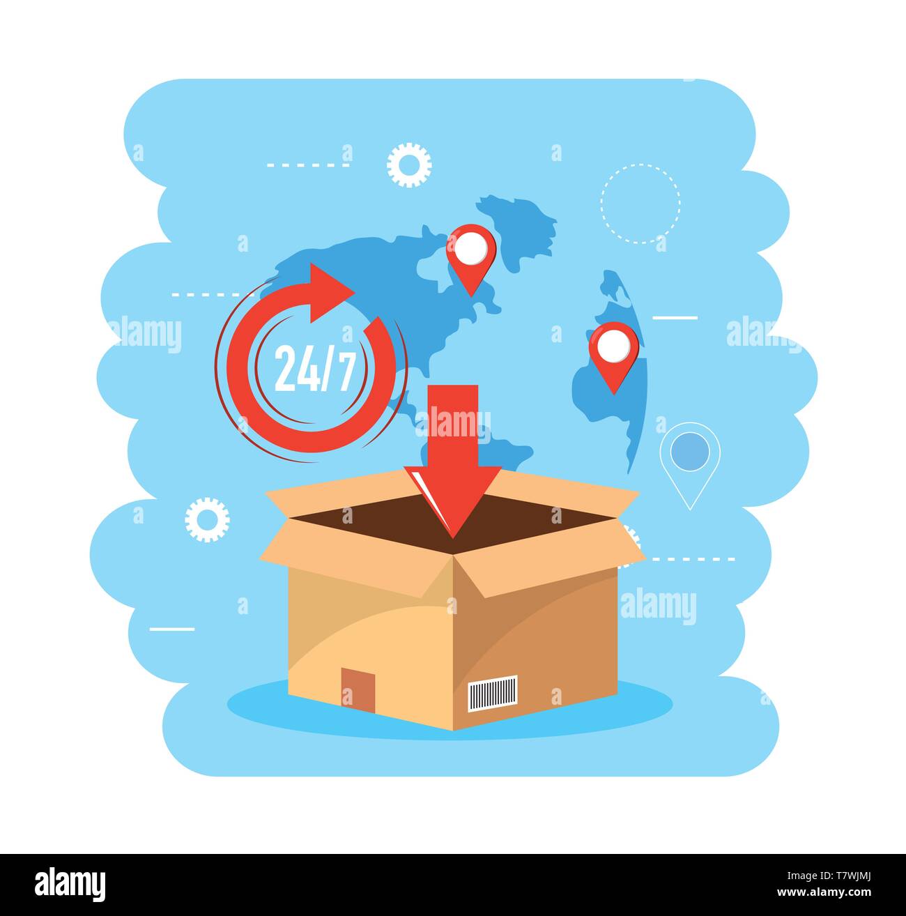 box package and delievry express service vector illustration Stock ...