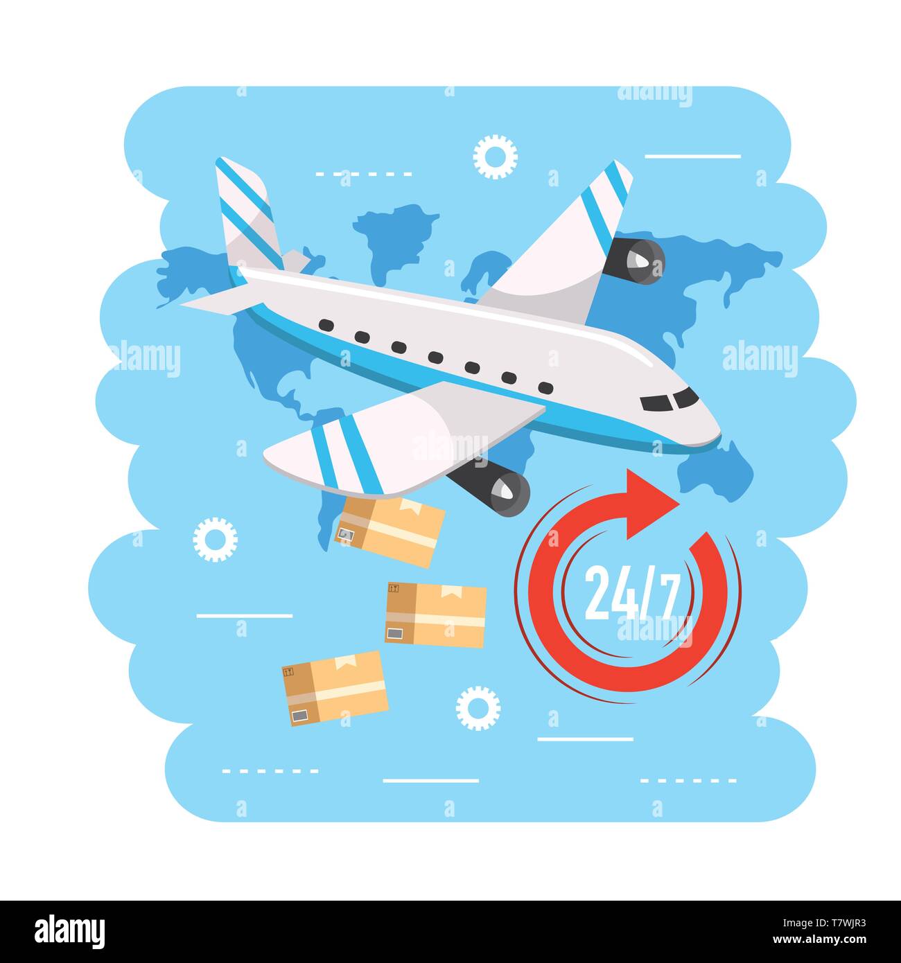airplane transportation with boxes to delivery service vector ...