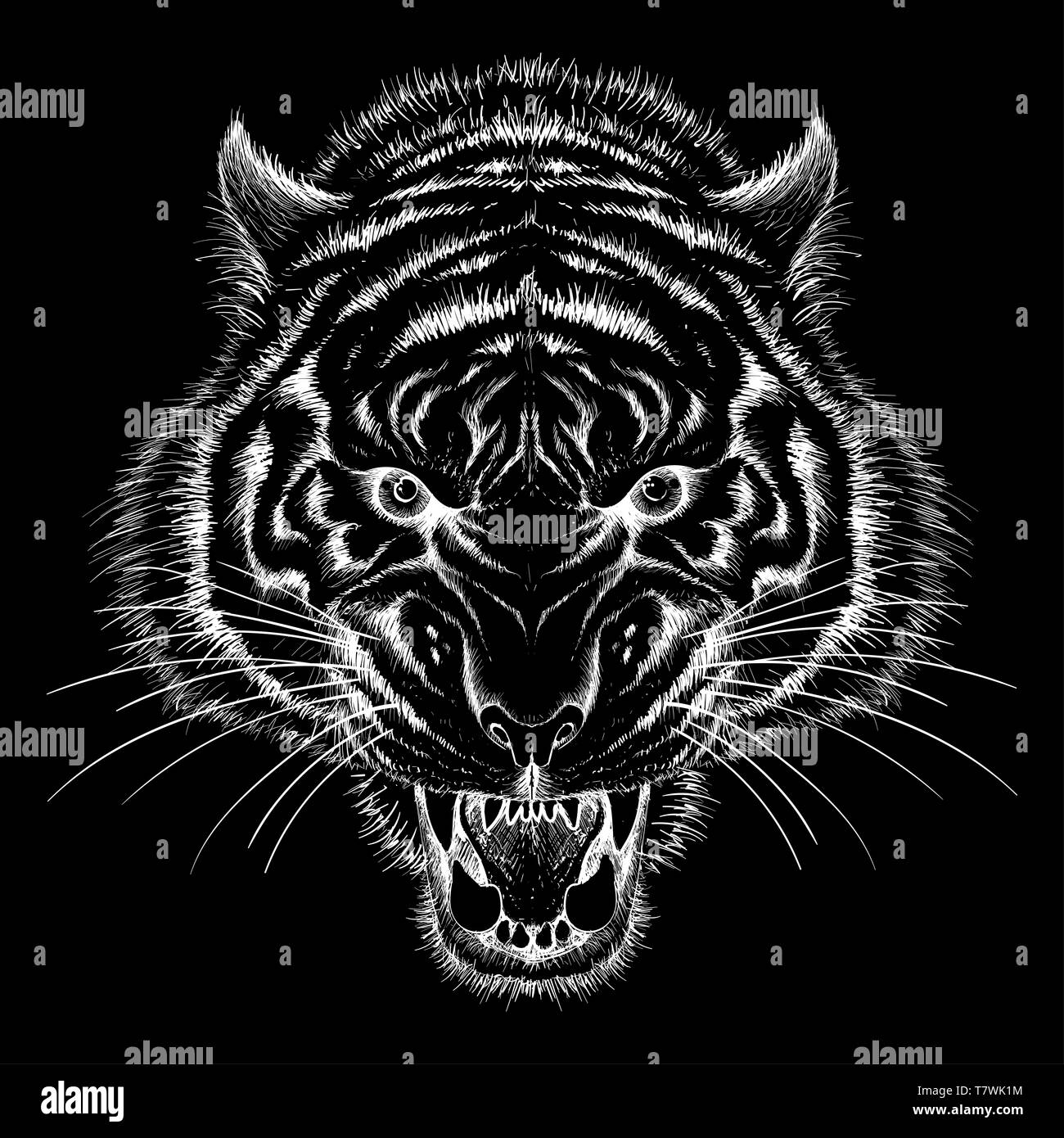 The Vector logo tiger for tattoo or T-shirt design or outwear. Hunting ...