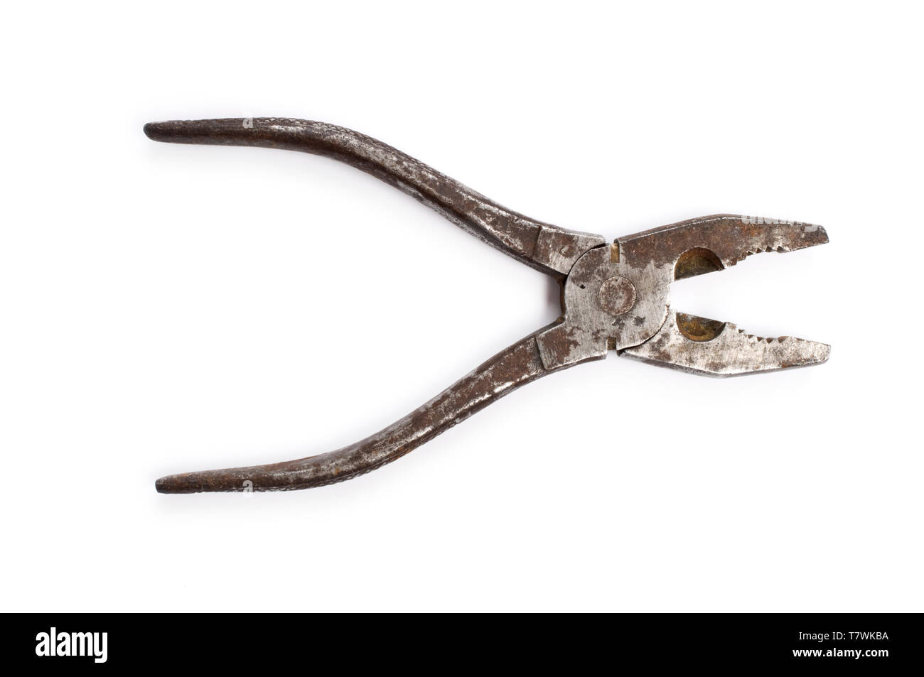 Old rusty pliers on white background Stock Photo - Alamy