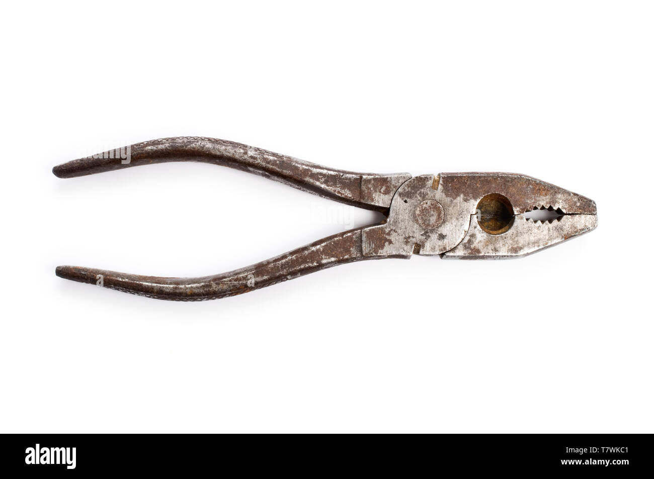 Old rusty pliers on white background Stock Photo - Alamy