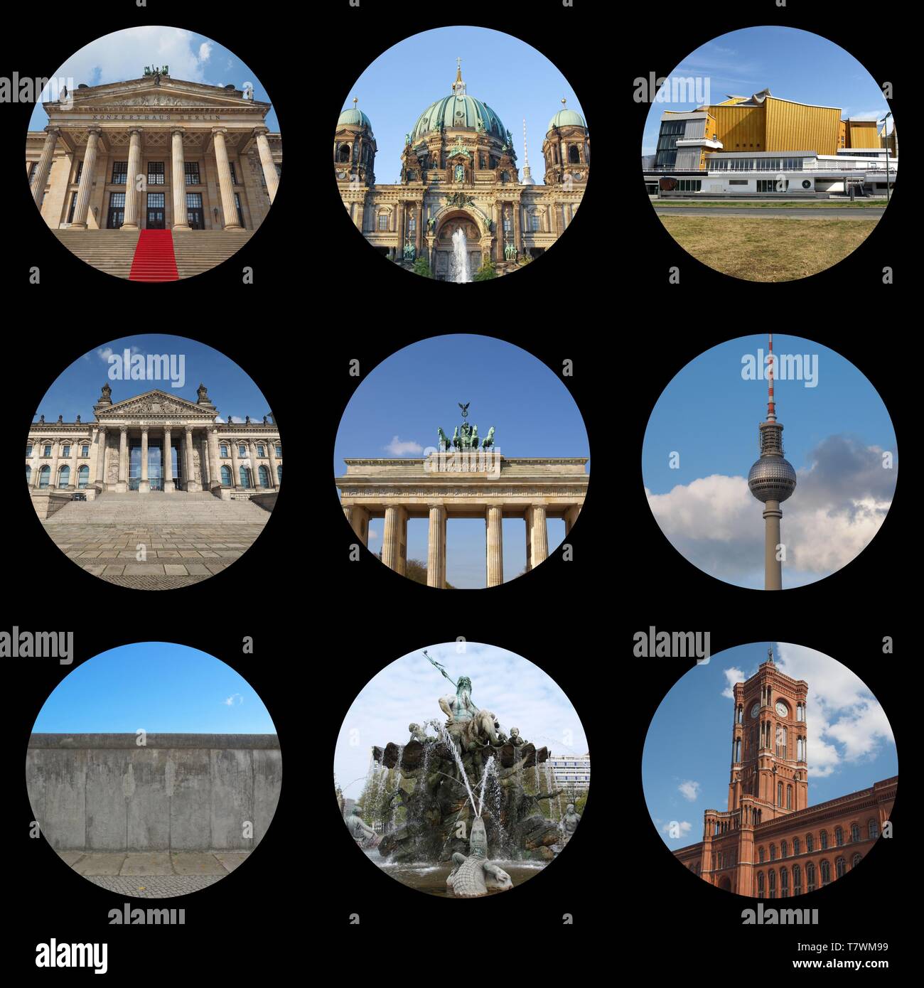 Berlin landmarks collage with Konzert Haus, Dom (Cathedral ...