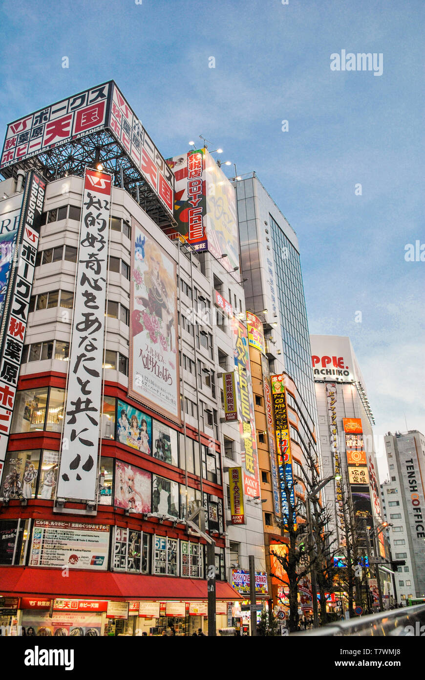 A commercial street with coloful buildings. Akihabara, Tokyo, Japan ...