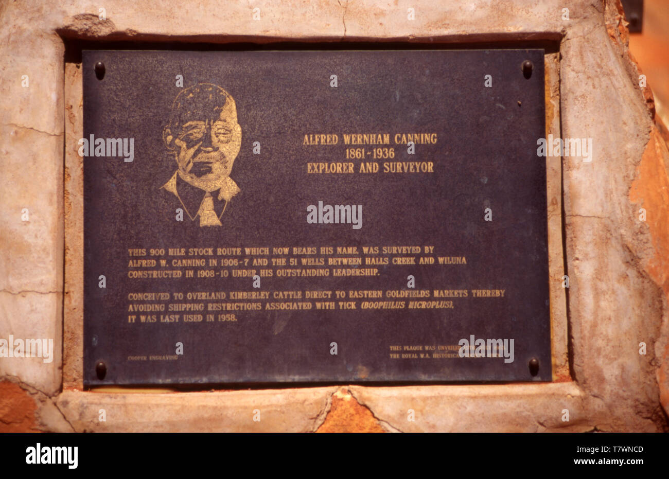 MEMORIAL TO ALFRED WERNHAM CANNING WHO SURVEYED THE 900 MILE SCANNING ...