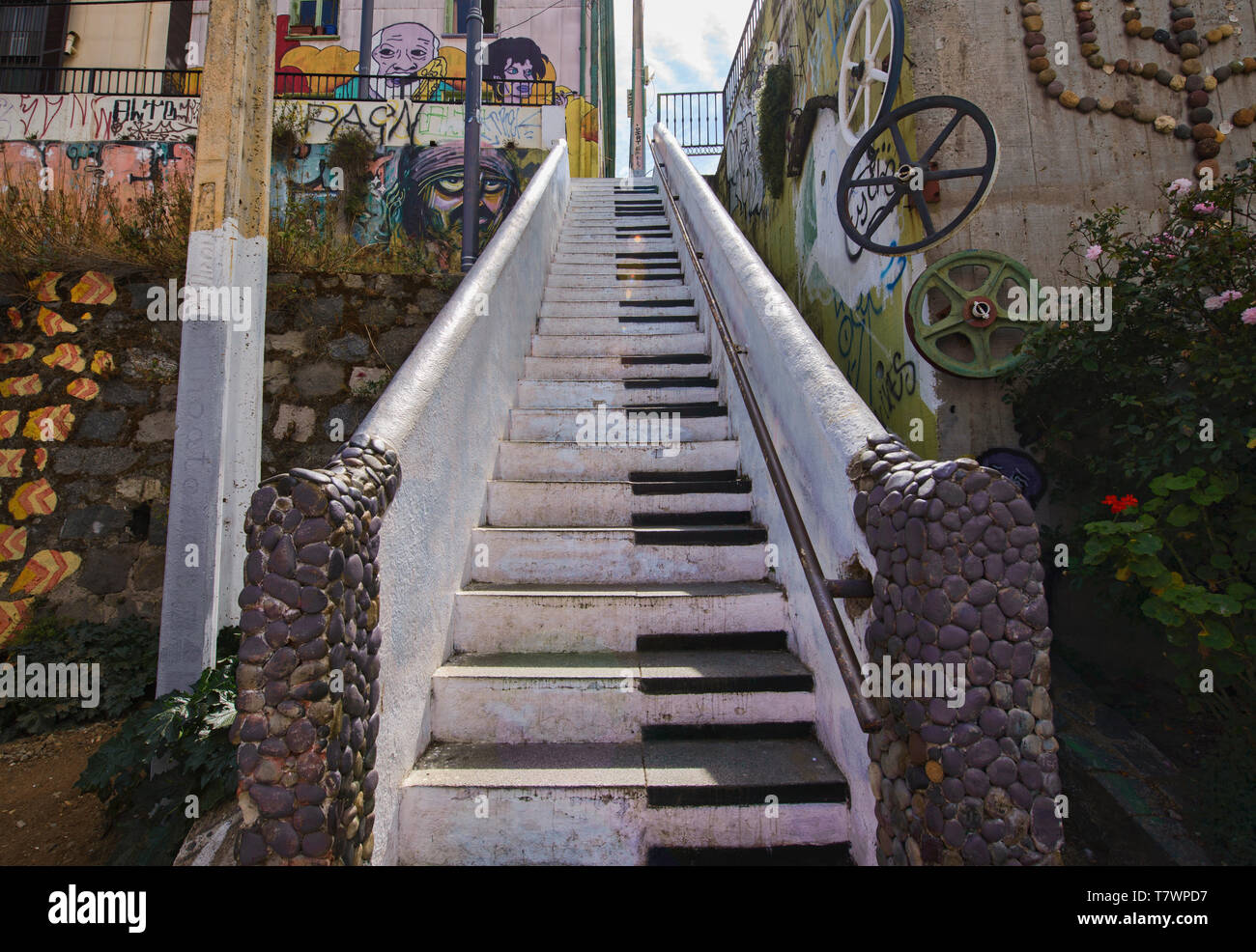 The famed Piano Stairs in UNESCO World Heritage Valparaiso, Chile Stock ...