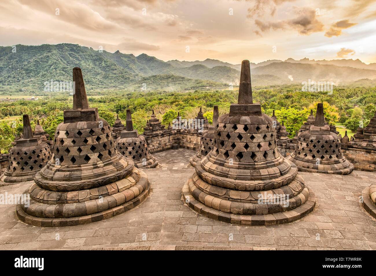 Indonesia, Java, Borobudur temple. Buddhist classified temple UNESCO ...