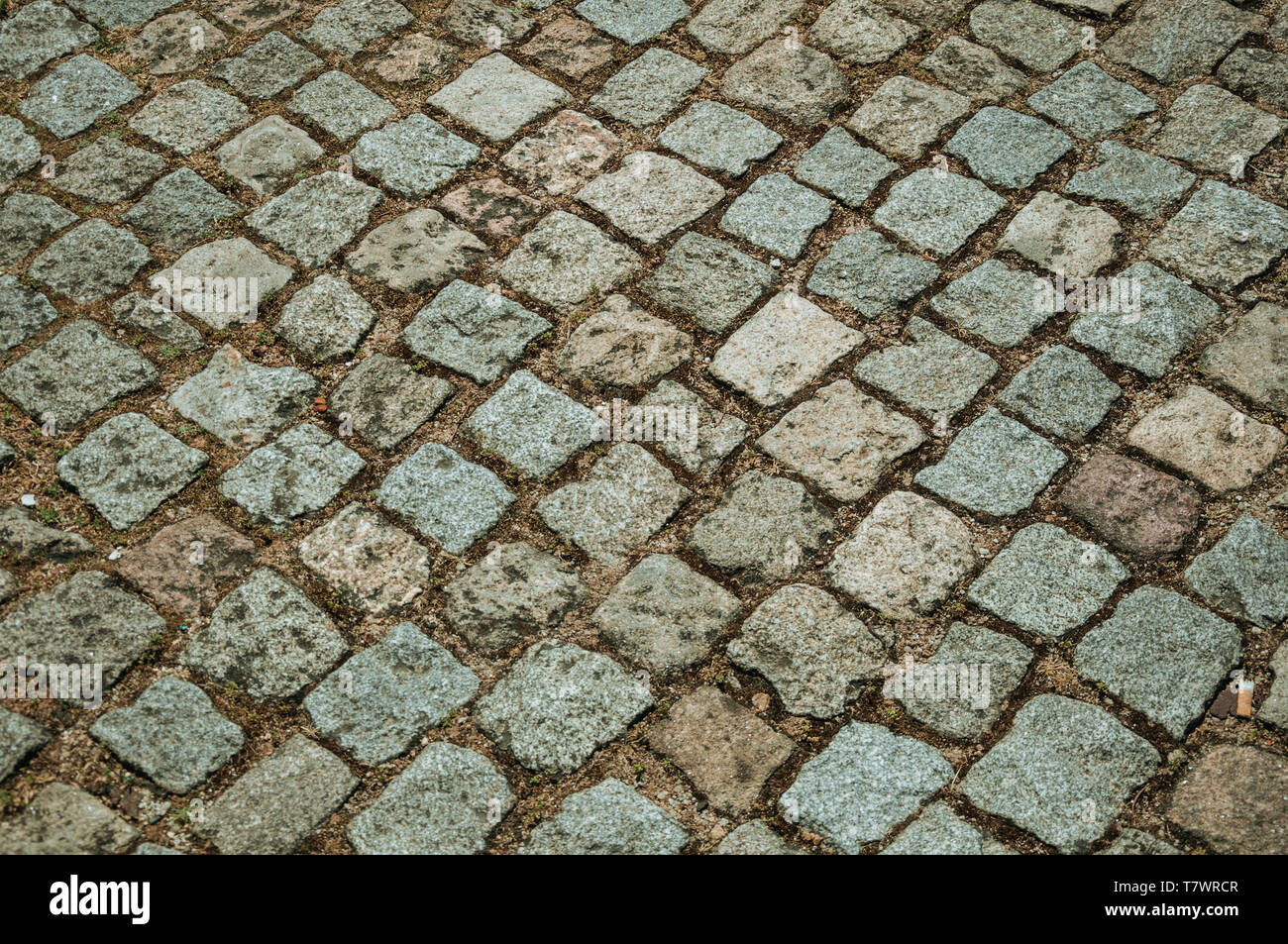 Pavement made of granite setts forming a singular background at ...