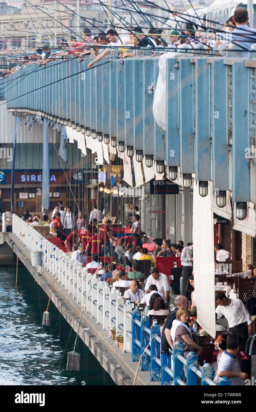 Turkey, Istanbul, Eminonu district, restaurants and trendy cafes under ...
