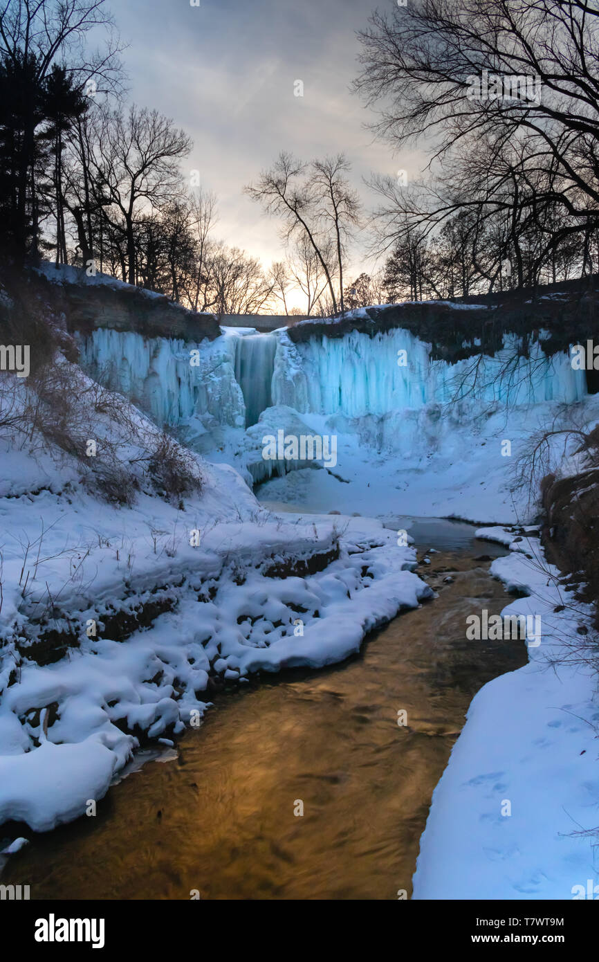 Frozen Minnehaha Falls in Spring Stock Photo - Alamy