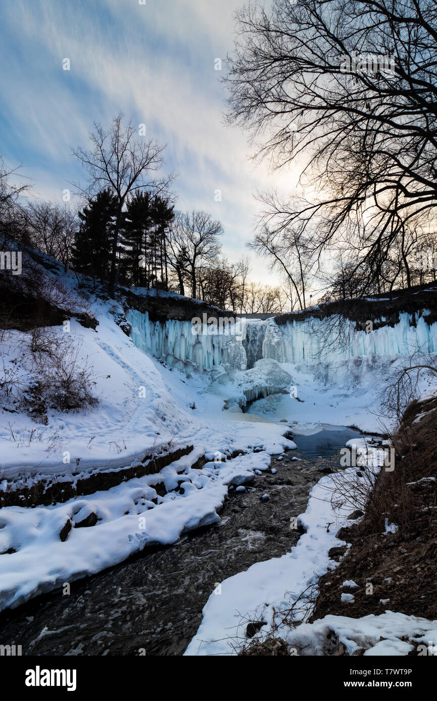 Frozen Minnehaha Falls in Spring Stock Photo - Alamy